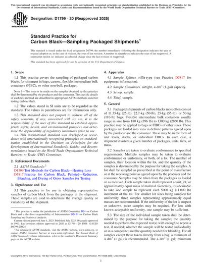 ASTM D1799-20(2025) - Standard Practice for Carbon Black—Sampling ...