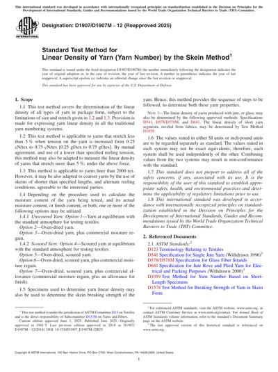 ASTM D1907/D1907M-12(2025) - Standard Test Method for Linear Density of ...