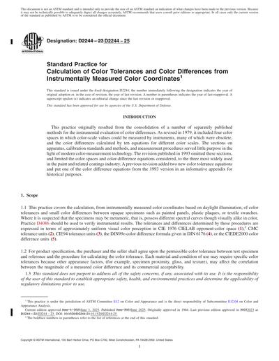 ASTM D2244-25 Red - Standard Practice for Calculation of Color ...
