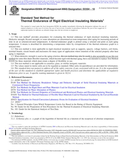 ASTM D2304-10 Red - Standard Test Method for Thermal Endurance of Rigid ...