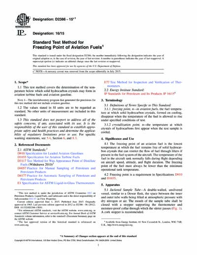 ASTM D2386-15e1 - Standard Test Method for Freezing Point of Aviation Fuels