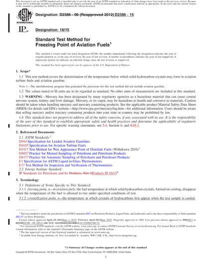 ASTM D2386-15 Red - Standard Test Method for Freezing Point of Aviation ...