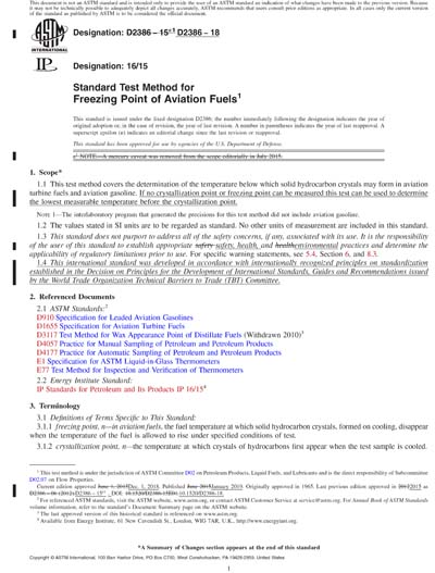 ASTM D2386-18 Red - Standard Test Method for Freezing Point of Aviation ...