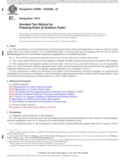 ASTM D2386-19 Red - Standard Test Method for Freezing Point of Aviation ...