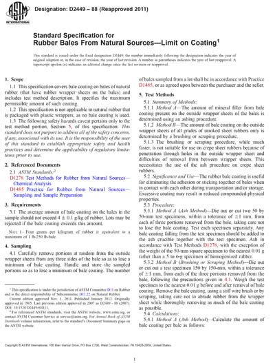 ASTM D2449-88(2011) - Standard Specification for Rubber Bales From ...