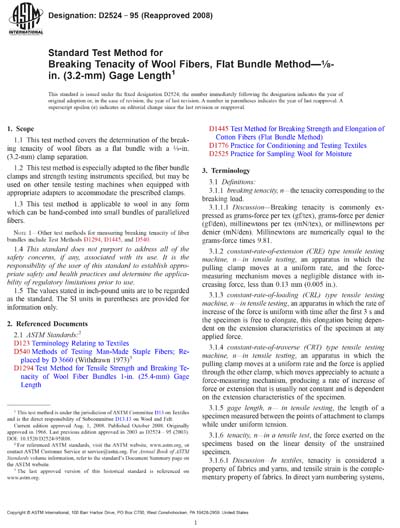 ASTM D2524-95(2008) - Standard Test Method for Breaking Tenacity of ...