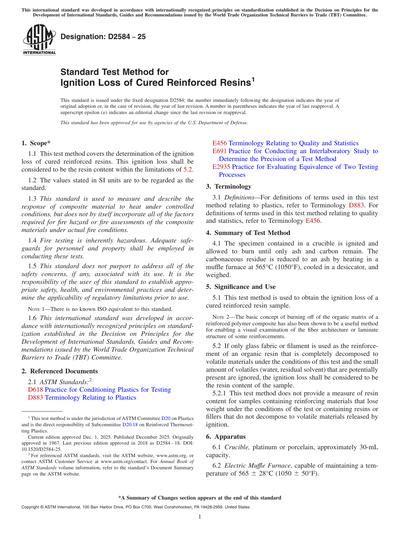 ASTM D2584-25 - Standard Test Method for Ignition Loss of Cured ...