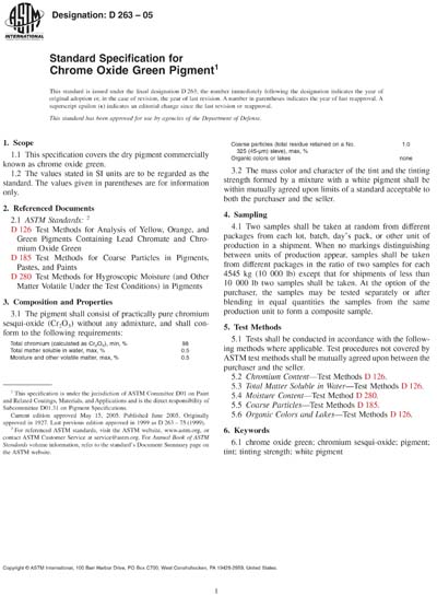 ASTM D263-05 - Standard Specification for Chrome Oxide Green Pigment