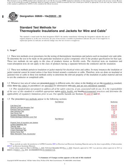 ASTM D2633-20 Red - Standard Test Methods for Thermoplastic Insulations ...