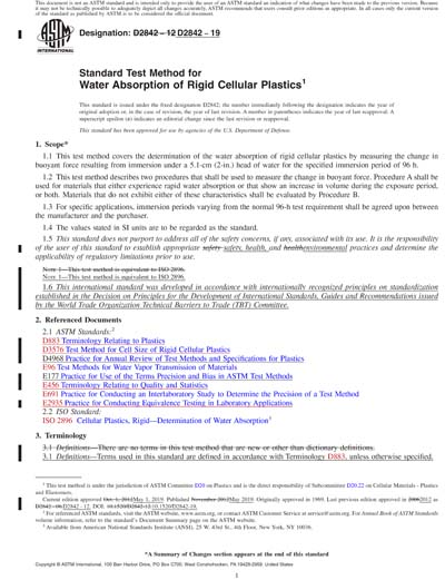 ASTM D2842-19 Red - Standard Test Method for Water Absorption of Rigid ...