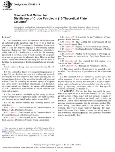 ASTM D2892-13 - Standard Test Method for Distillation of Crude ...