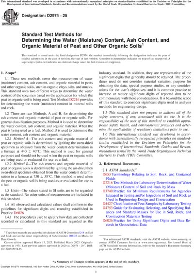 ASTM D2974-25 - Standard Test Methods for Determining the Water ...