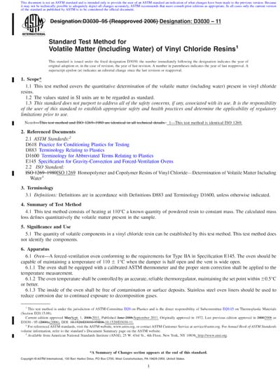 ASTM D3030-11 Red - Standard Test Method for Volatile Matter (Including ...