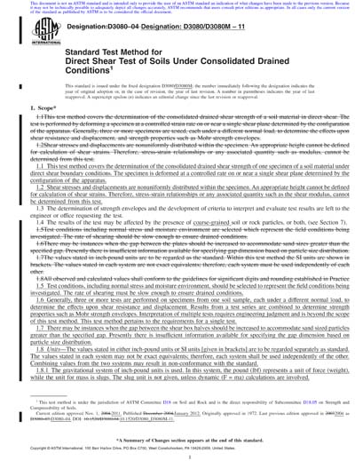ASTM D3080/D3080M-11 Red - Standard Test Method for Direct Shear Test ...