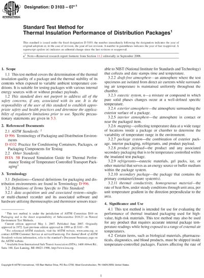ASTM D3103-07 - Standard Test Method for Thermal Insulation Performance ...