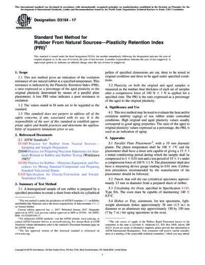 ASTM D3194-17 - Standard Test Method for Rubber From Natural Sources ...