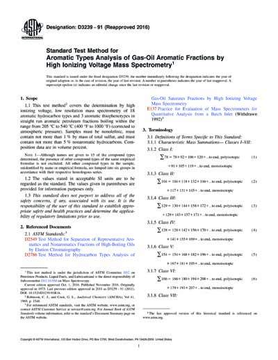 ASTM D3239-91(2016) - Standard Test Method for Aromatic Types Analysis ...
