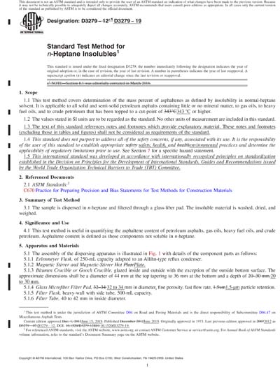 ASTM D3279-19 Red - Standard Test Method for n -Heptane Insolubles ...