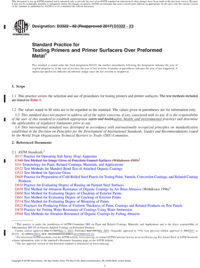 ASTM D3322-23 Red - Standard Practice for Testing Primers and Primer ...