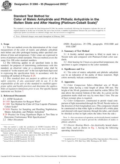 ASTM D3366-95(2003)e1 - Standard Test Method for Color of Maleic ...