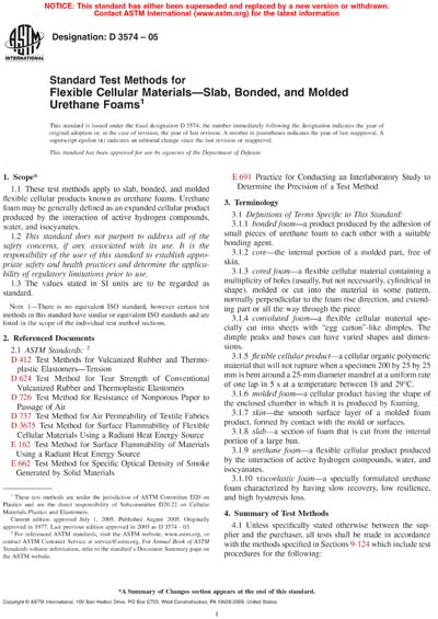ASTM D3574-05 - Standard Test Methods for Flexible Cellular Materials ...