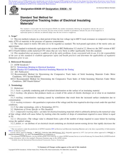 ASTM D3638-12 Red - Standard Test Method for Comparative Tracking Index ...
