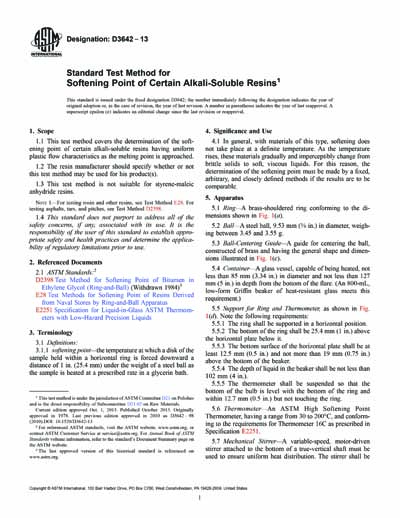 ASTM D3642-13 - Standard Test Method for Softening Point of Certain ...