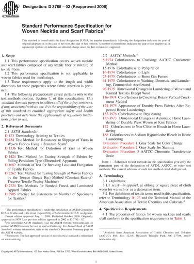 ASTM D3785-02(2008) - Standard Performance Specification for Woven ...