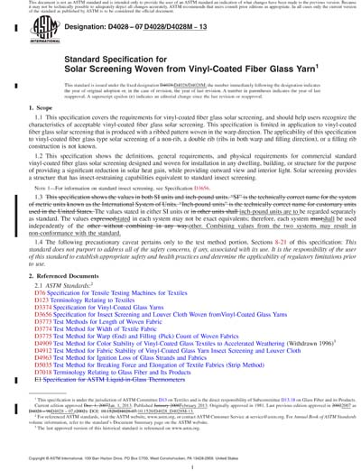 ASTM D4028/D4028M-13 Red - Standard Specification for Solar Screening ...