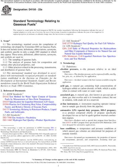 ASTM D4150-23a - Standard Terminology Relating to Gaseous Fuels