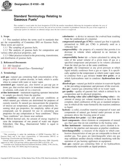 ASTM D4150-08 - Standard Terminology Relating to Gaseous Fuels
