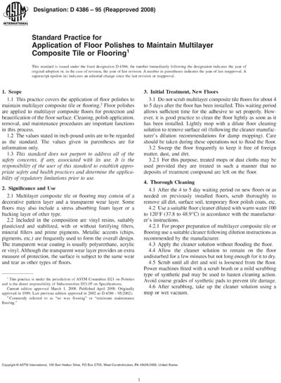 ASTM D4386-95(2002) - Standard Practice for Application of Floor ...