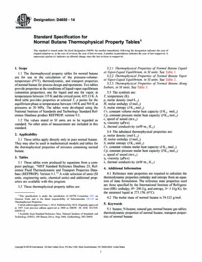 ASTM D4650-14 - Standard Specification for Normal Butane Thermophysical ...