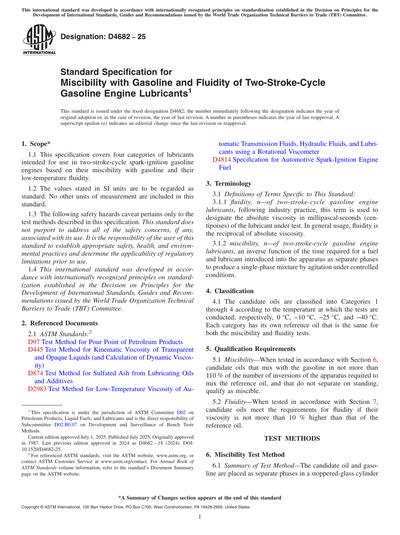 ASTM D4682-25 - Standard Specification for Miscibility with Gasoline ...
