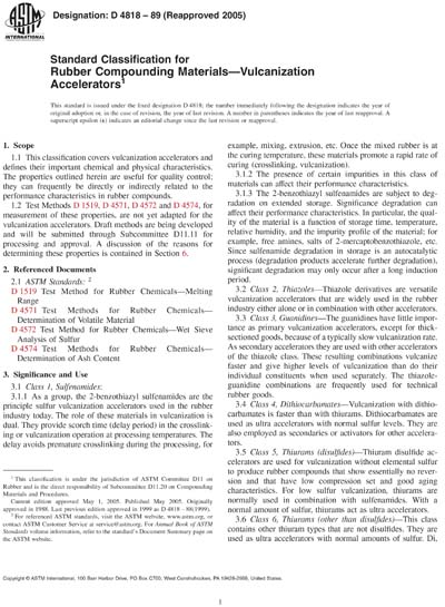 ASTM D4818-89(2005) - Standard Classification for Rubber Compounding ...