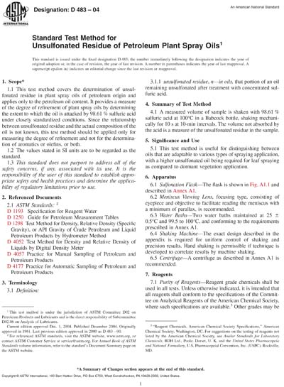 ASTM D483-04 - Standard Test Method for Unsulfonated Residue of ...