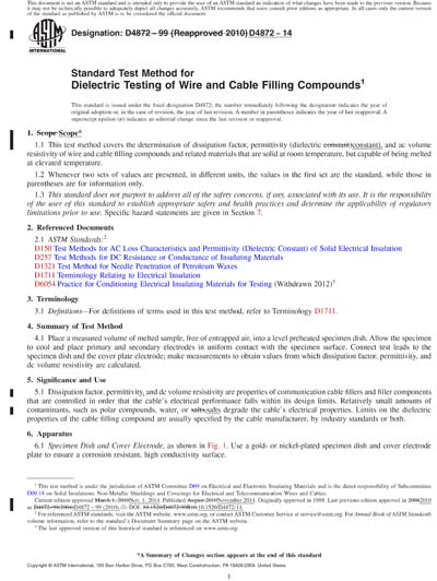ASTM D4872-14 Red - Standard Test Method for Dielectric Testing of Wire ...