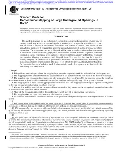 ASTM D4879-08 Red - Standard Guide for Geotechnical Mapping of Large ...