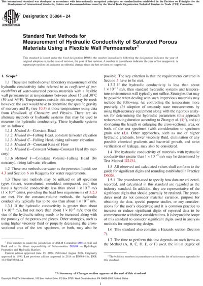 ASTM D5084-24 - Standard Test Methods for Measurement of Hydraulic ...