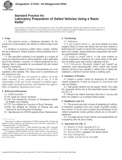 ASTM D5165-93(2004) - Standard Practice for Laboratory Preparation of ...