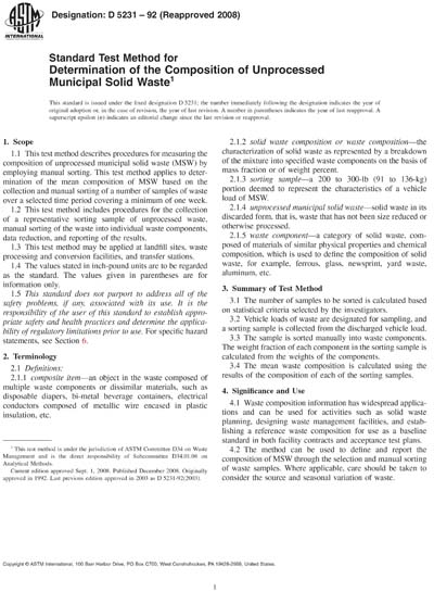 ASTM D5231-92(2008) - Standard Test Method for Determination of the ...