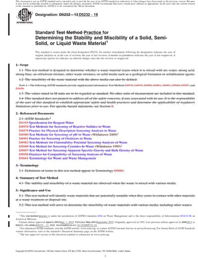 ASTM D5232-19 Red - Standard Practice for Determining the Stability and ...