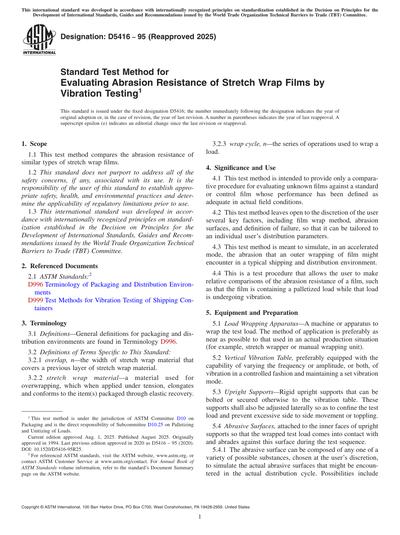 ASTM D5416-95(2025) - Standard Test Method for Evaluating Abrasion ...