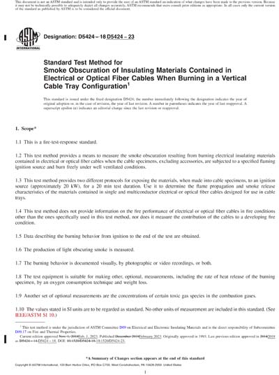 ASTM D5424-23 Red - Standard Test Method for Smoke Obscuration of ...