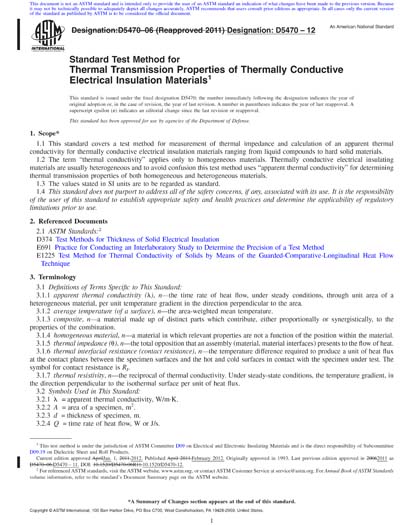ASTM D5470-12 Red - Standard Test Method for Thermal Transmission ...
