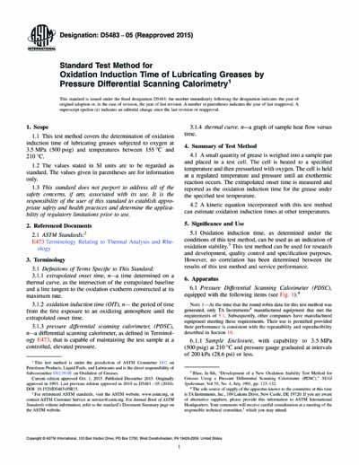 ASTM D5483-05(2015) - Standard Test Method for Oxidation Induction Time ...