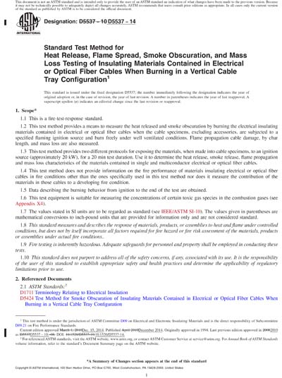 ASTM D5537-14 Red - Standard Test Method for Heat Release, Flame Spread ...