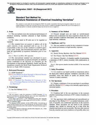 ASTM D5637-05(2017) - Standard Test Method for Moisture Resistance of ...