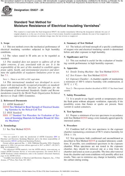ASTM D5637-24 - Standard Test Method for Moisture Resistance of ...