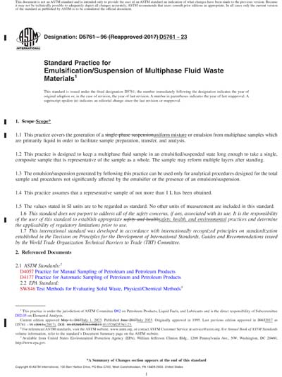 ASTM D5761-23 Red - Standard Practice for Emulsification/Suspension of ...
